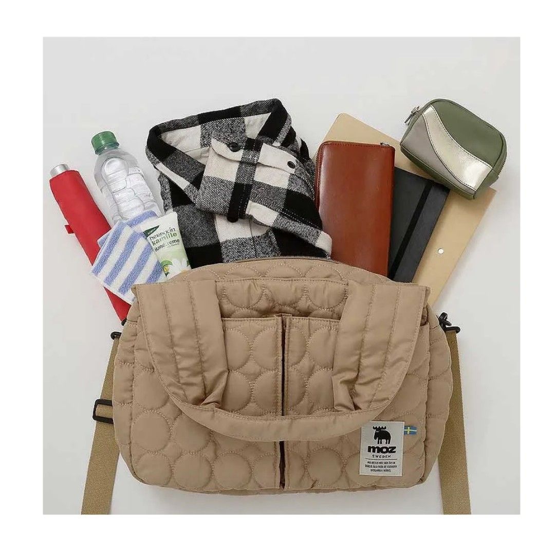 MOZ MULTI-STORAGE QUILTED 2 WAY BAG BEIGE VER., Women's Fashion, Bags ...