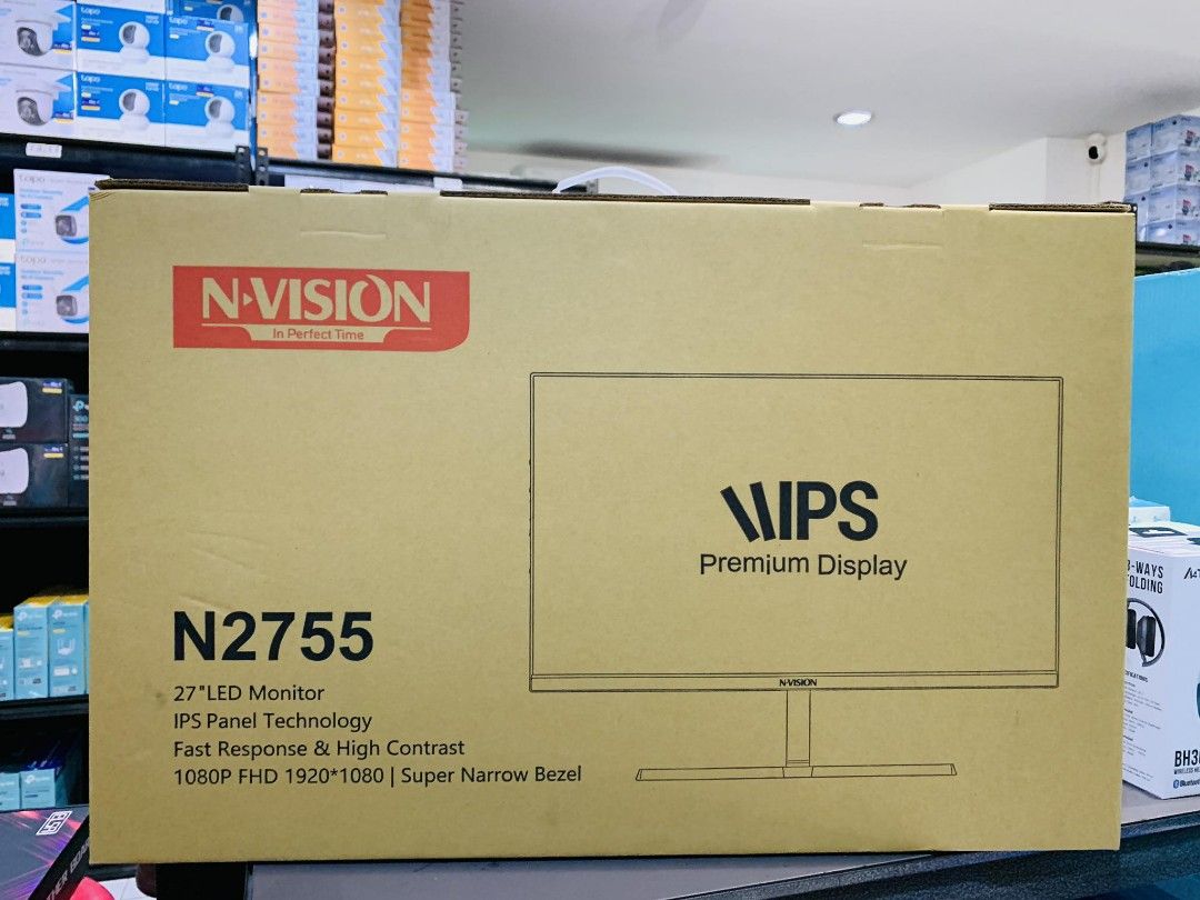 Nvision 27" IPS Panel 75Hz LED Monitor Narrow Bezel FHD VGA HDMI Black N2755, Computers & Tech ...