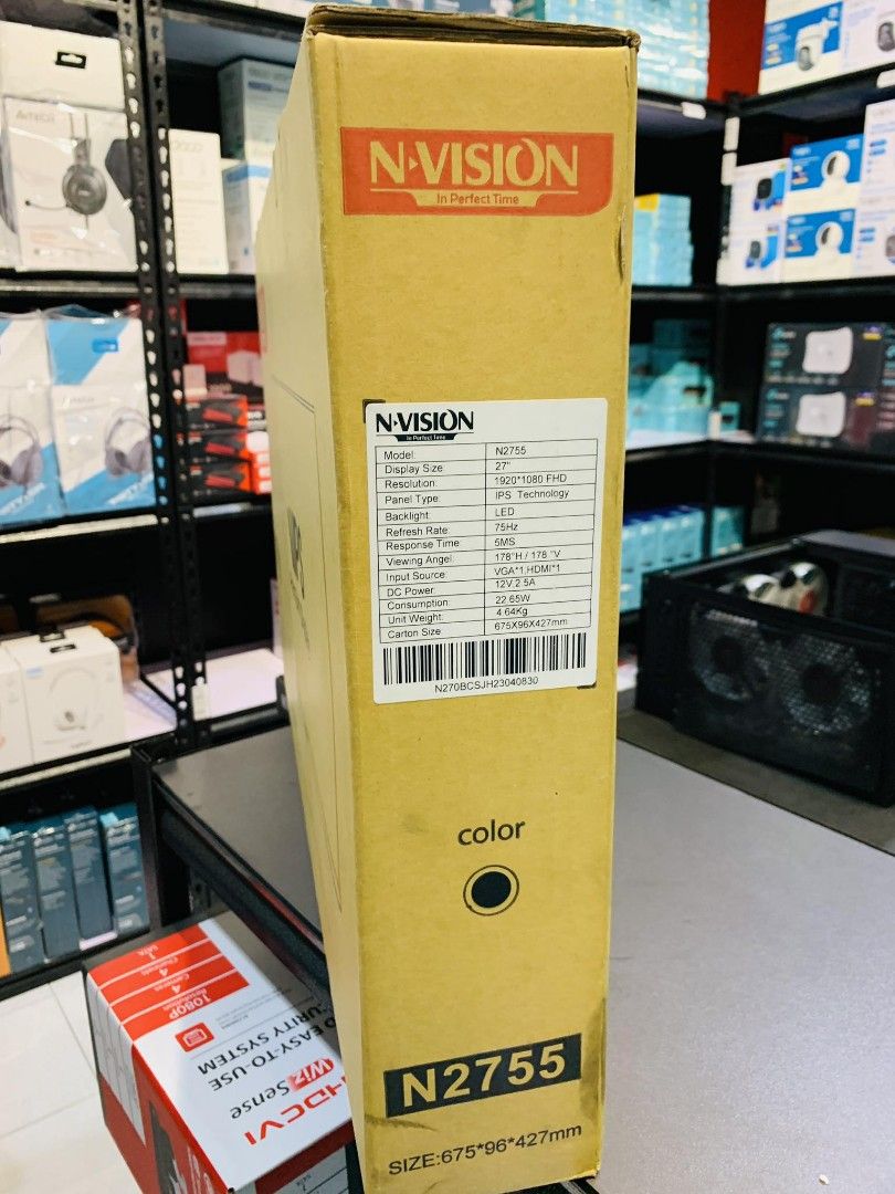 Nvision 27" IPS Panel 75Hz LED Monitor Narrow Bezel FHD VGA HDMI Black N2755, Computers & Tech ...