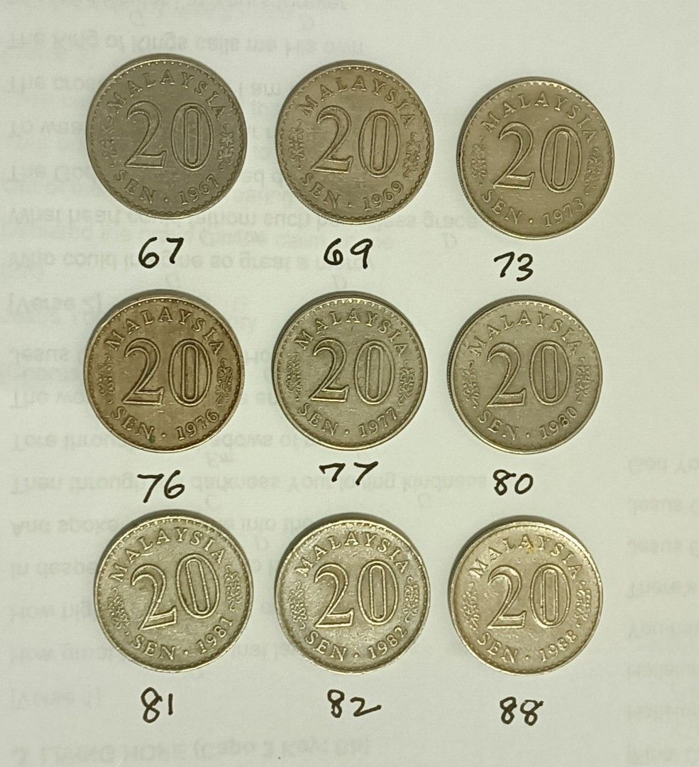 Old 20c Coins from Malaysia Parliament design 1967-1988, Hobbies & Toys ...
