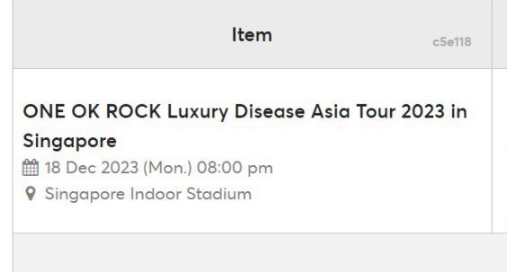 One Ok Rock Luxury Disease Singapore concert ticket x1, Tickets ...