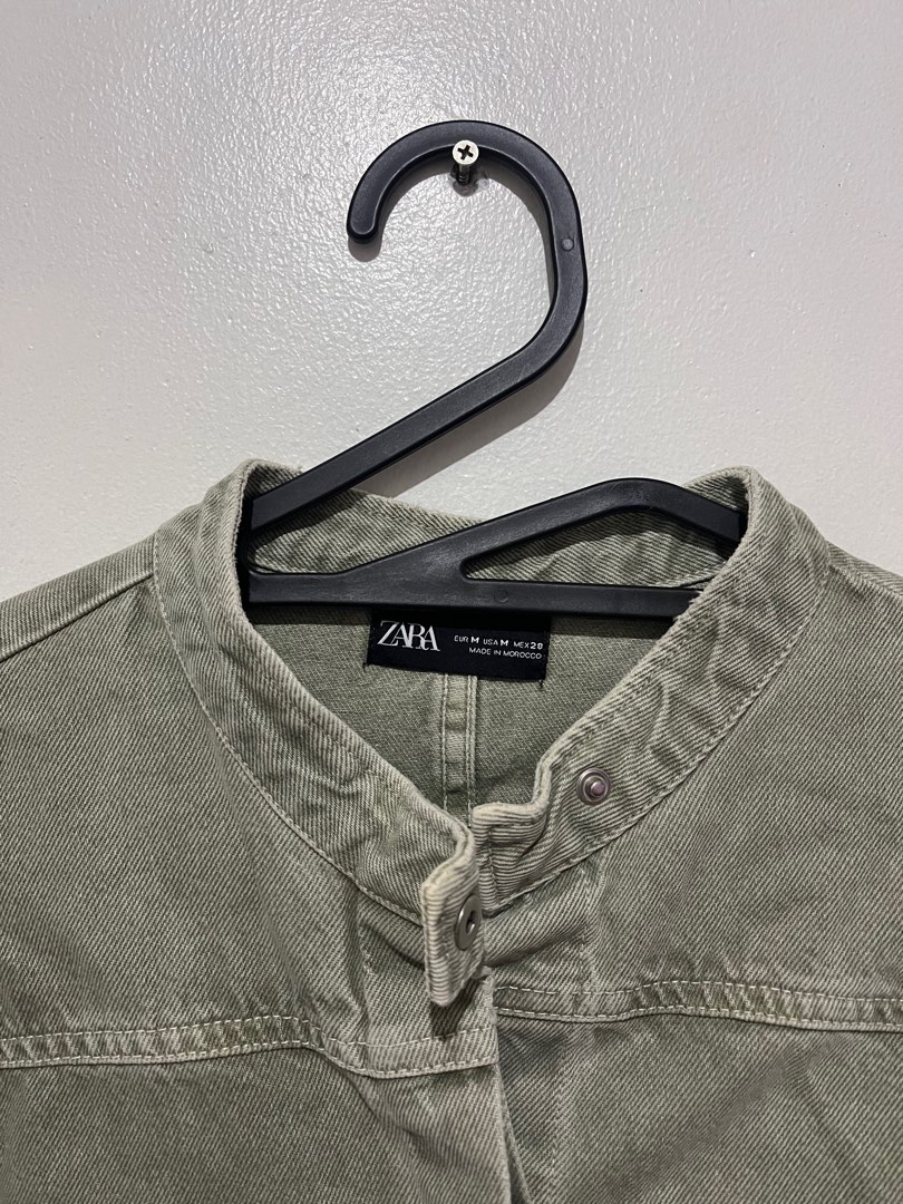 Original Zara dark sage green denim jacket, Women's Fashion, Coats, Jackets and Outerwear on ...