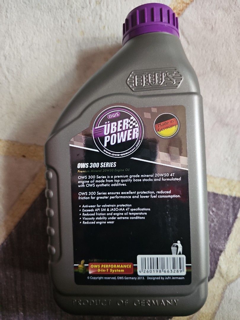 OWS Uber Power 20W50, Motorcycles, Motorcycle Accessories on Carousell