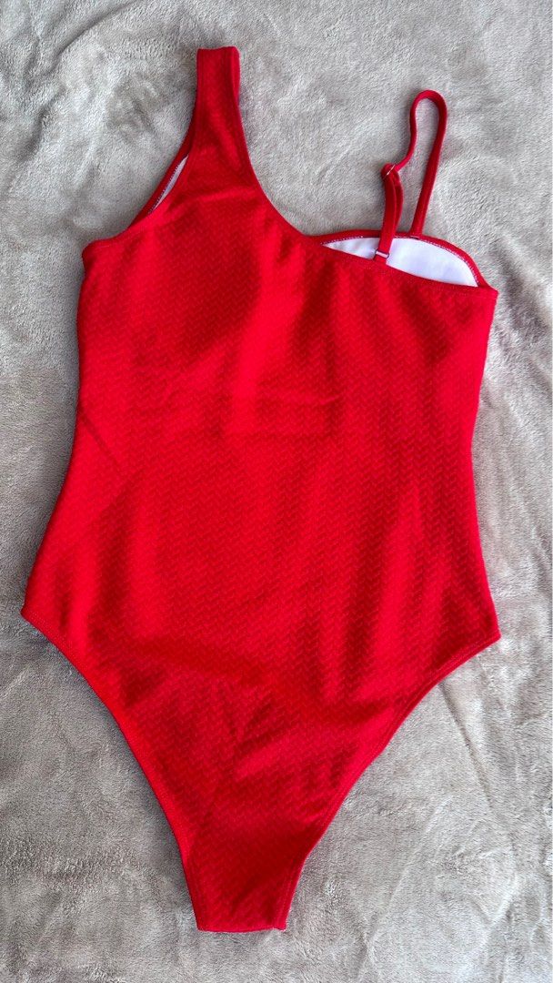 Plain red one piece swimsuit, Women's Fashion, Swimwear, Bikinis ...