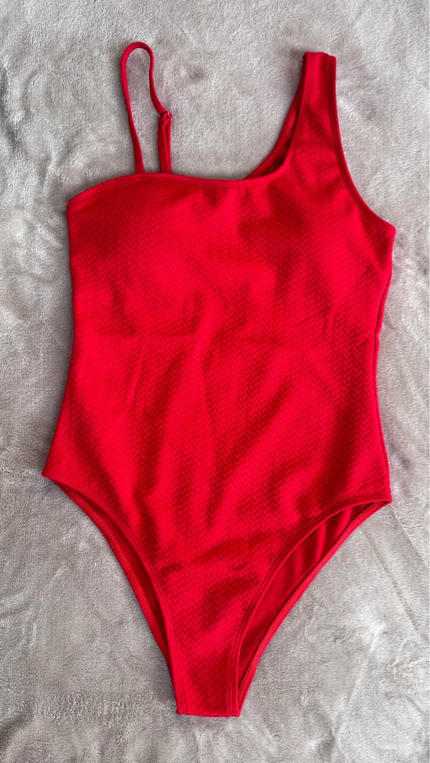 Plain red one piece swimsuit, Women's Fashion, Swimwear, Bikinis ...