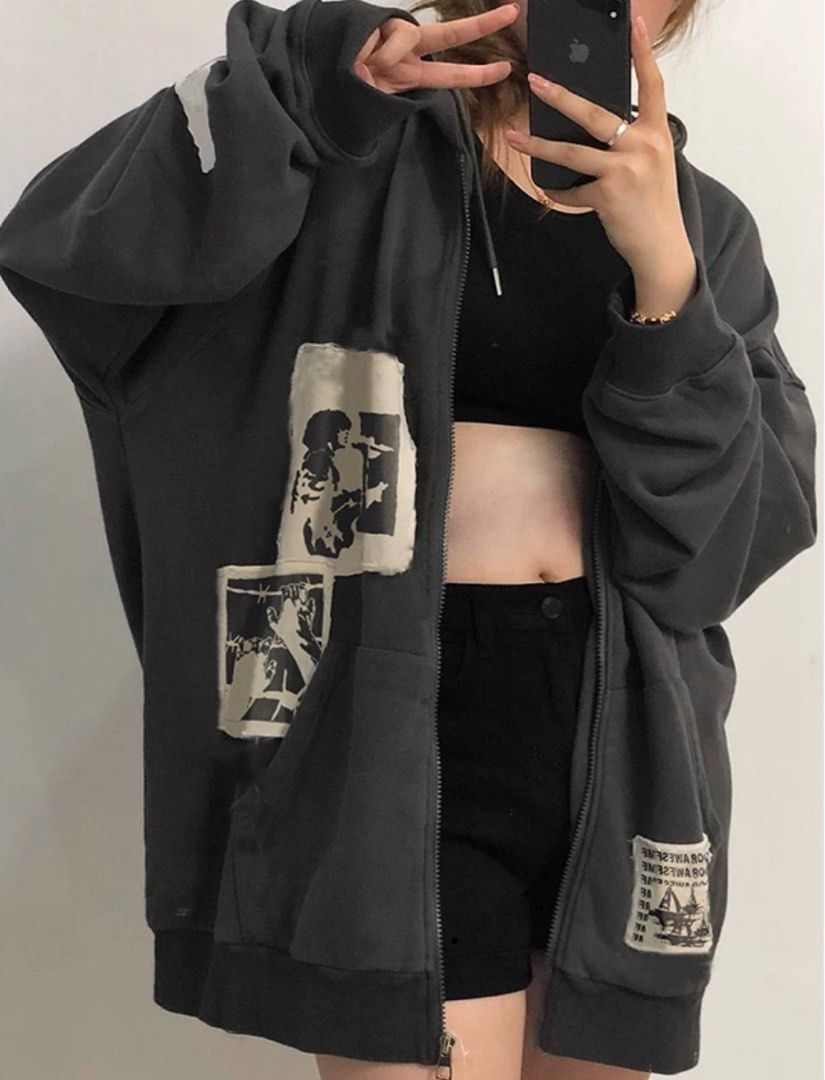 PO | acubi y2k uzzlang vintage trendy retro grunge streetwear dark grey ...