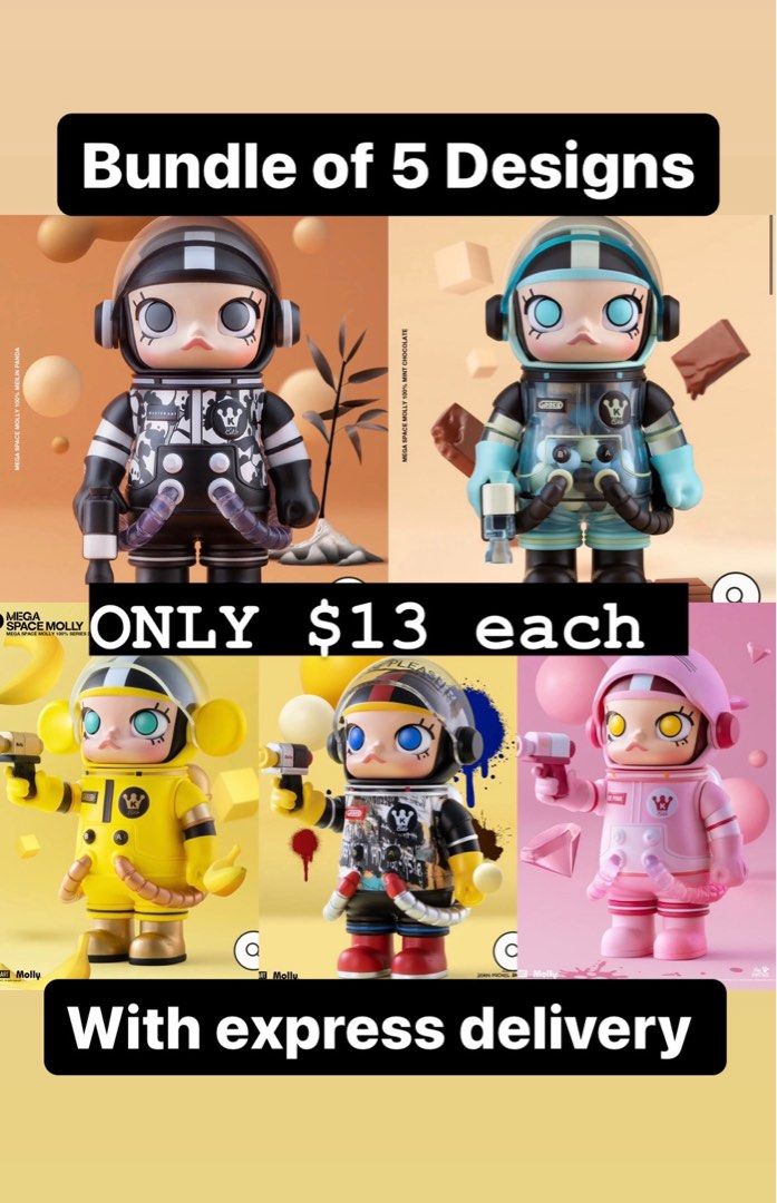 Pop mart Space Molly Series 2 100% Bundle of 5 with express delivery ...