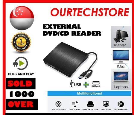 Portable External DVD/CD RW Drive Burner Reader Writer Driver USB 3.0 ...