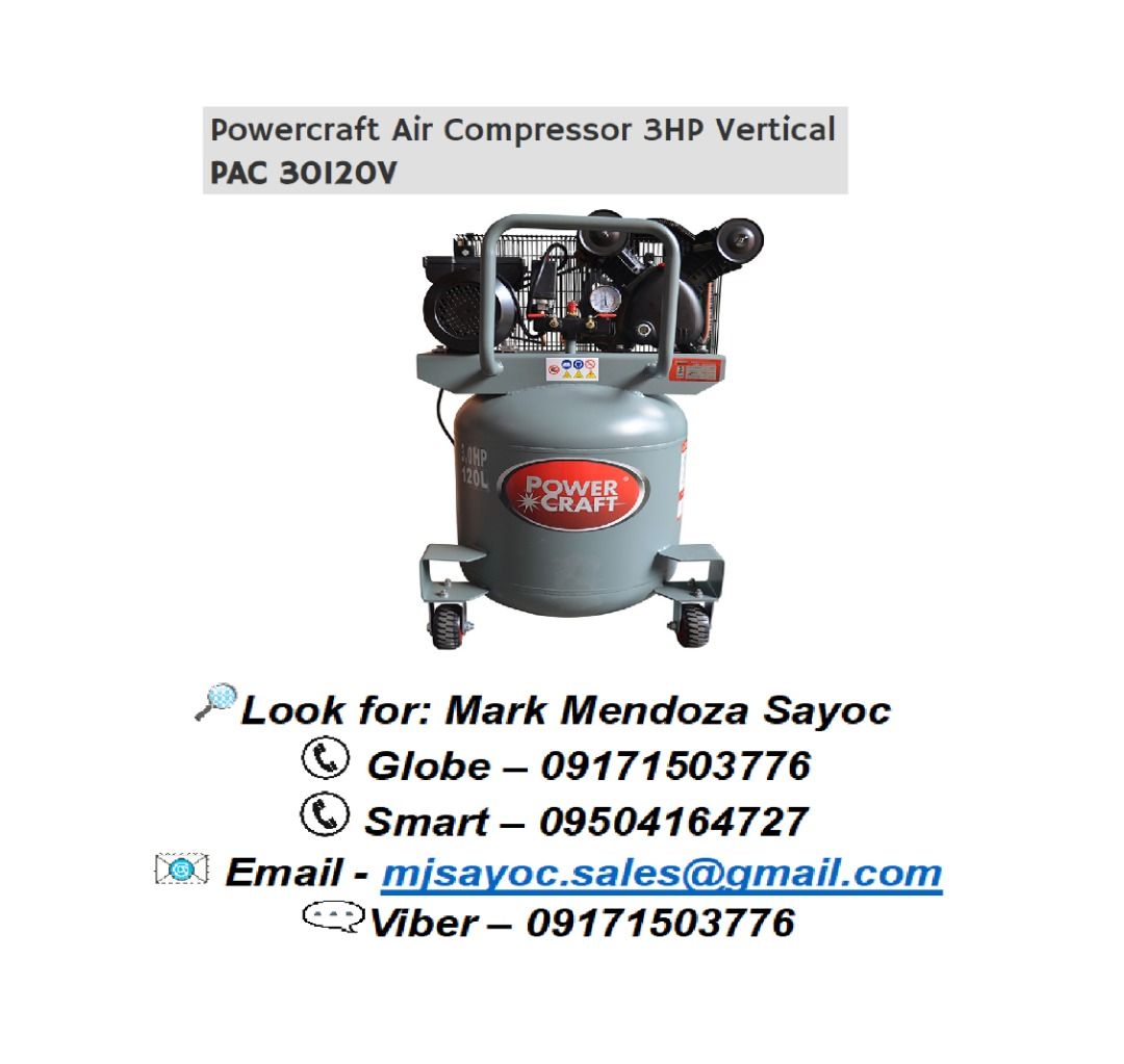 Powercraft Air Compressor 3HP Vertical PAC 30120V, Commercial ...