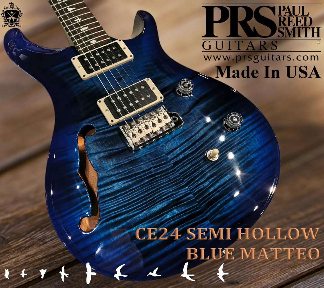 PRS CE24 Semi Hollow Electric Guitar Made in USA blue Matteo, Hobbies ...