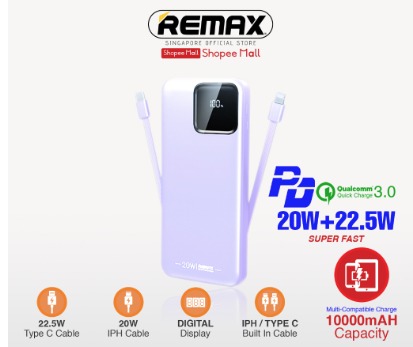 [Remax Energy] RPP-500 10000mAH Suji Series 20W+22.5W PD+QC Super Fast ...