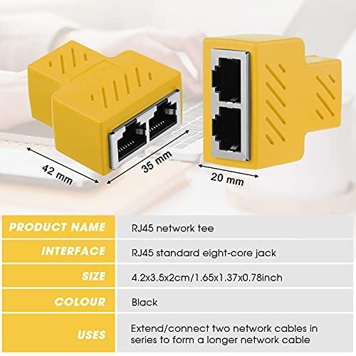 RJ45 Ethernet Splitter Connectors 1 to 2 Splitter Connectors Adapter ...