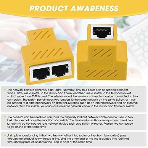 RJ45 Ethernet Splitter Connectors 1 to 2 Splitter Connectors Adapter ...