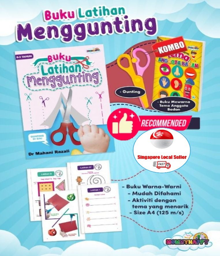 SET BUKU LATIHAN MENGGUNTING, BUKU MEWARNA ANGGOTA BADAN, FREE GUNTING ...
