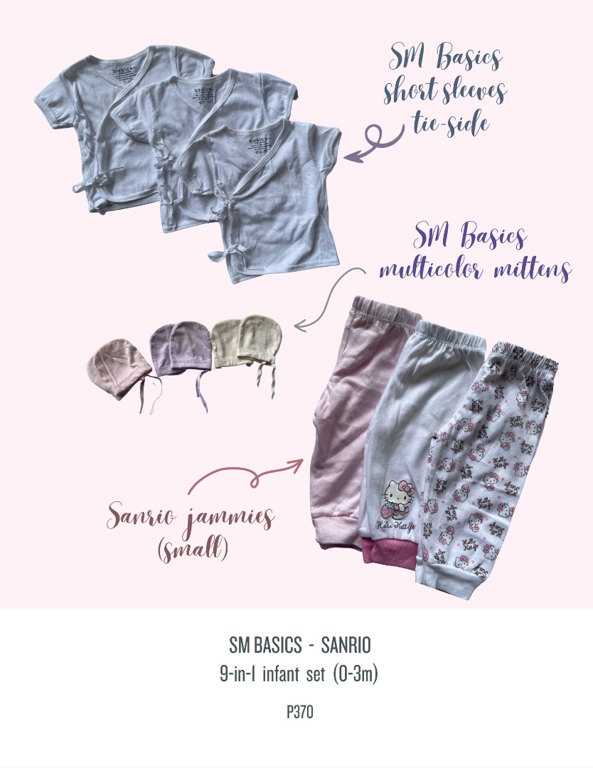 SM BASICS-SANRIO 9-in-1 infant set (0-3m), Babies & Kids, Babies & Kids ...