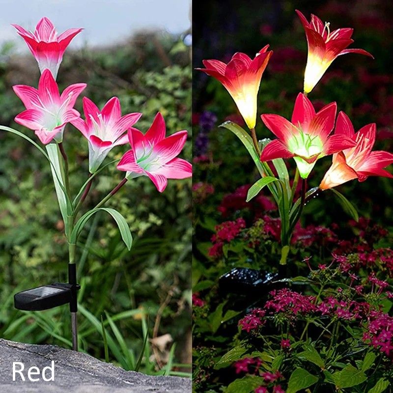 Solar Panel pink lily flower, Furniture & Home Living, Home Decor ...