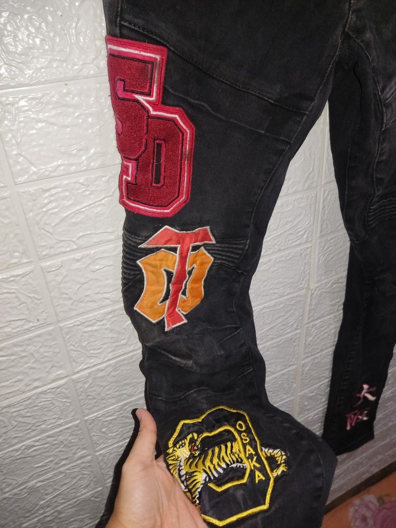 Stall and Dean Patch Biker Pants, Men's Fashion, Bottoms, Jeans on ...