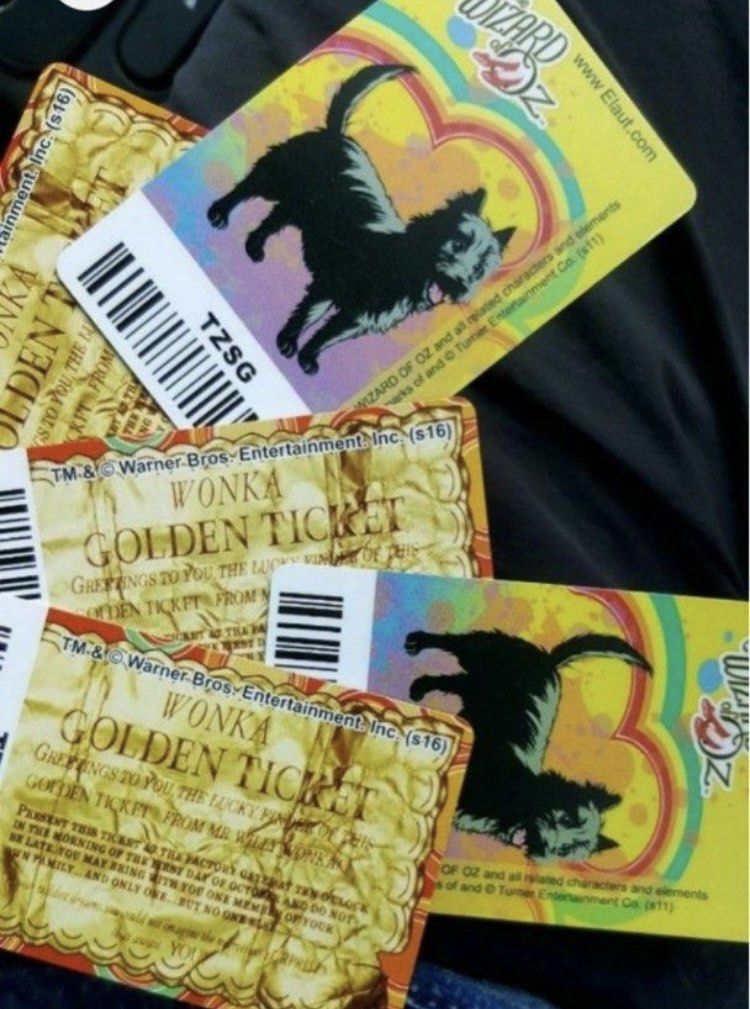 Timezone golden ticket card and Toto wizard of oz card, Hobbies & Toys ...