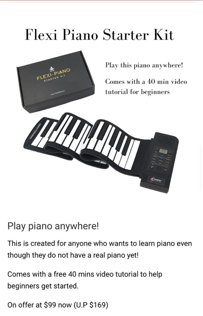 TravelClef Flexi Piano and Flexi Drums starter kit, Hobbies & Toys ...