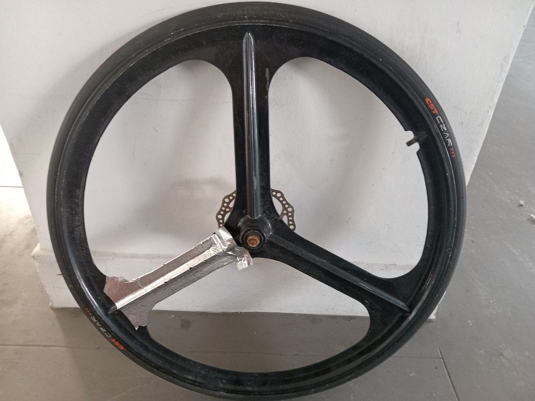 Tri-spoke wheel with tires, Sports Equipment, Bicycles & Parts, Parts ...