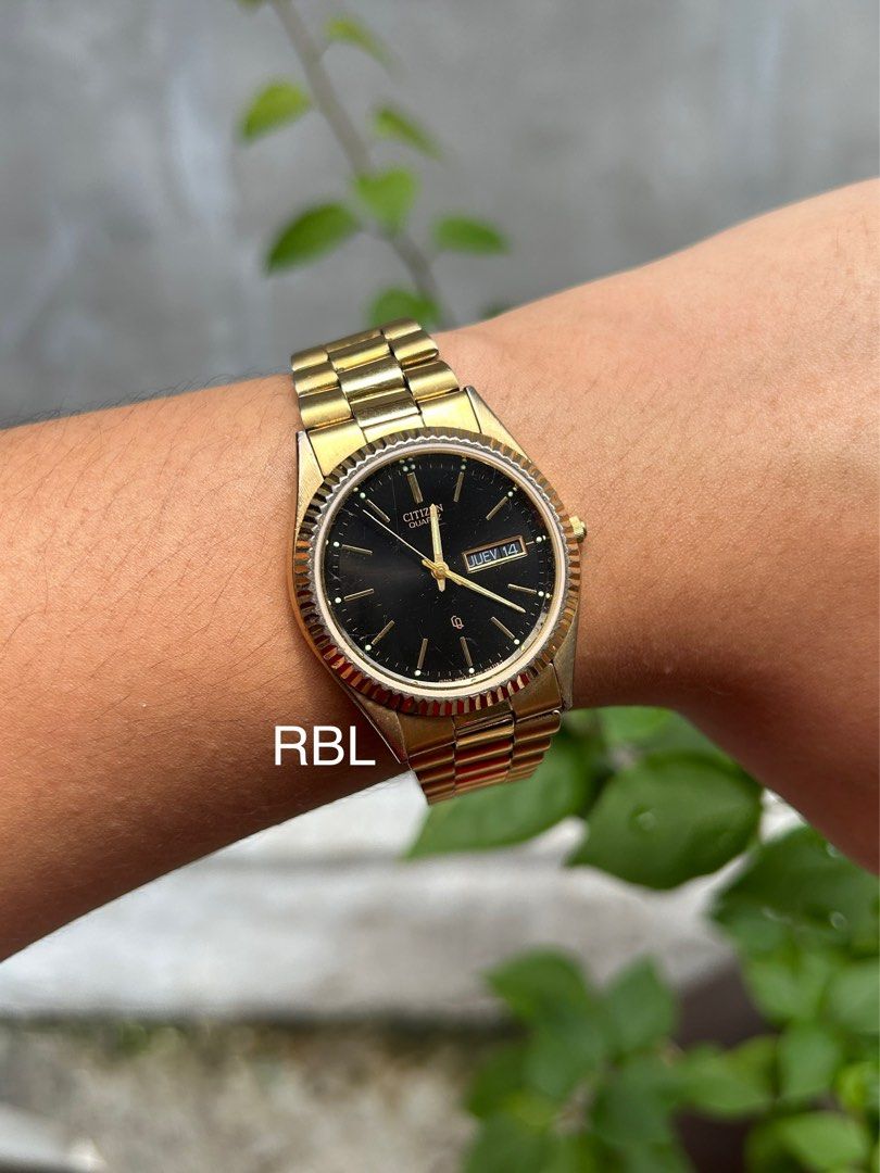 ULTRA RARE Citizen Day Date Homage Gold Black Dial President Bracelet ...