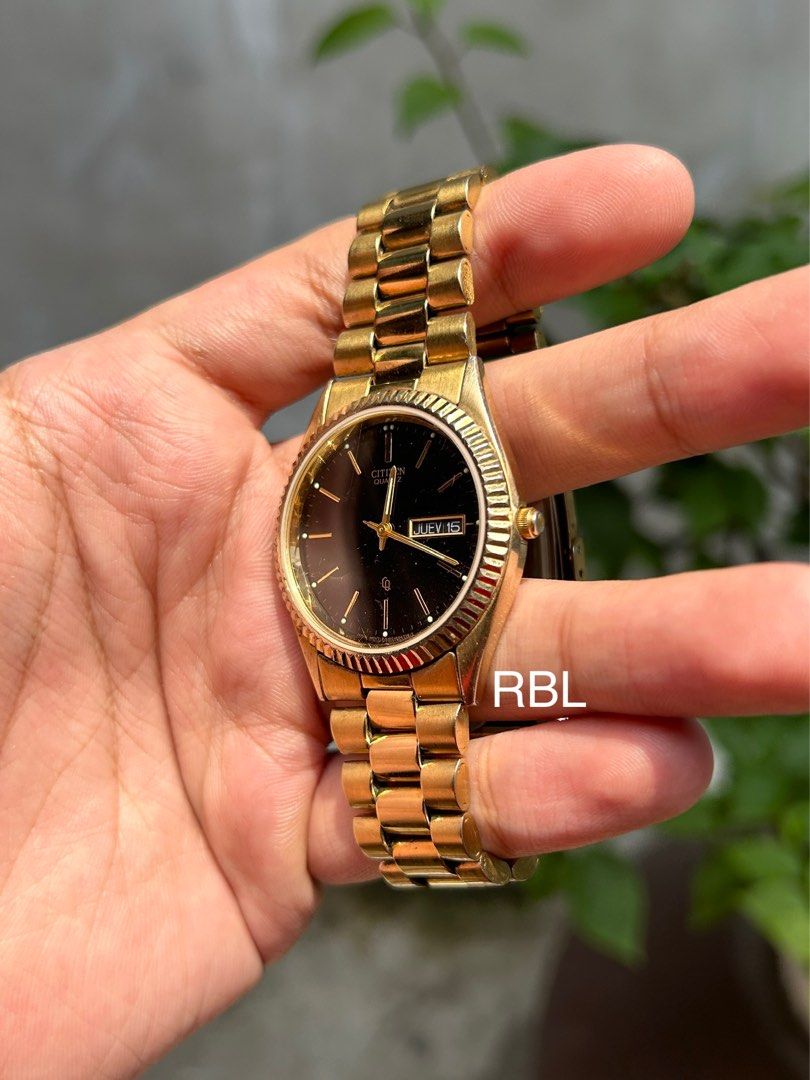ULTRA RARE Citizen Day Date Homage Gold Black Dial President Bracelet ...