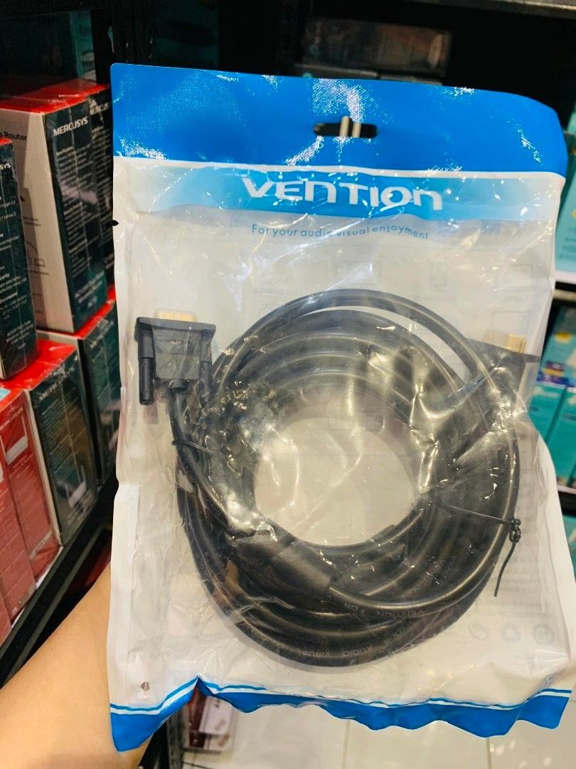 Vention 5M VGA Male to Male Cable (3+6) With Ferrite Cores Black DAEBJ ...