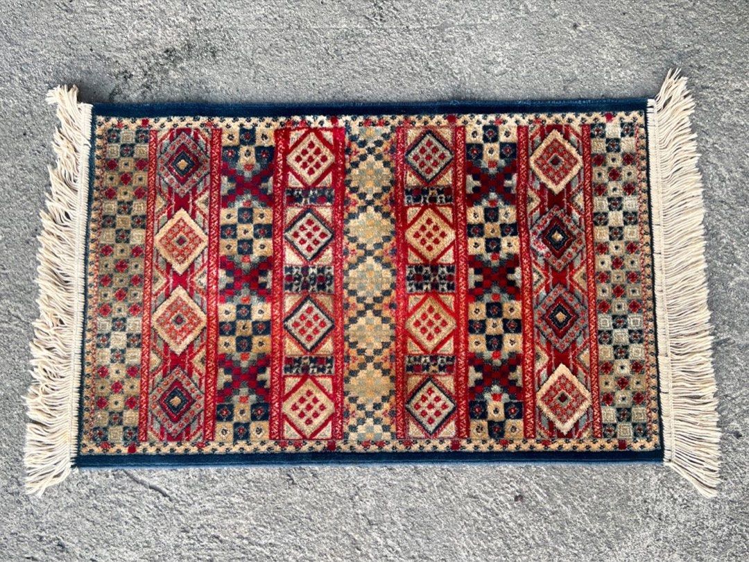Vintage belgian ethnic design rug 34 x 21 inches, Furniture & Home ...