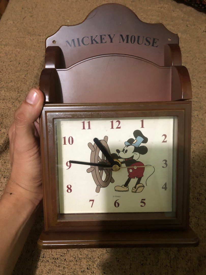 Vintage mickey wall clock , key holder cabinet and letter holder ...