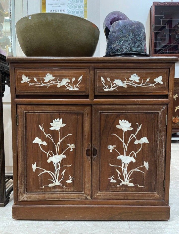 Vintage timber mother of pearl cabinet, Furniture & Home Living ...