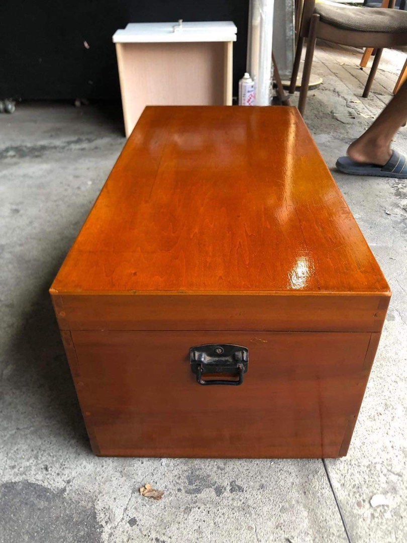 Vintage wooden trunk chest 'baul' 30L x 15W x 12 1/2H inches In good ...