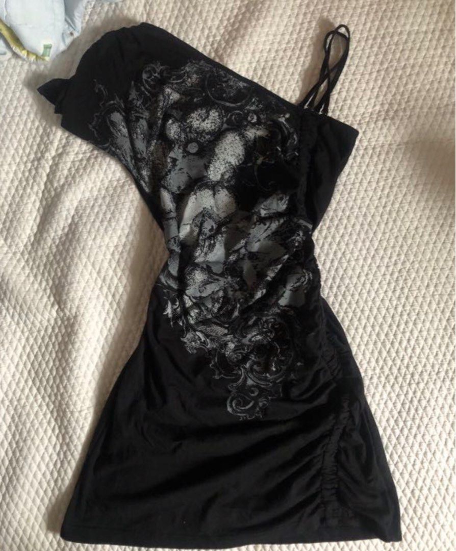 y2k goth punk acubi mini dress shirt sleeveless top, Women's Fashion ...