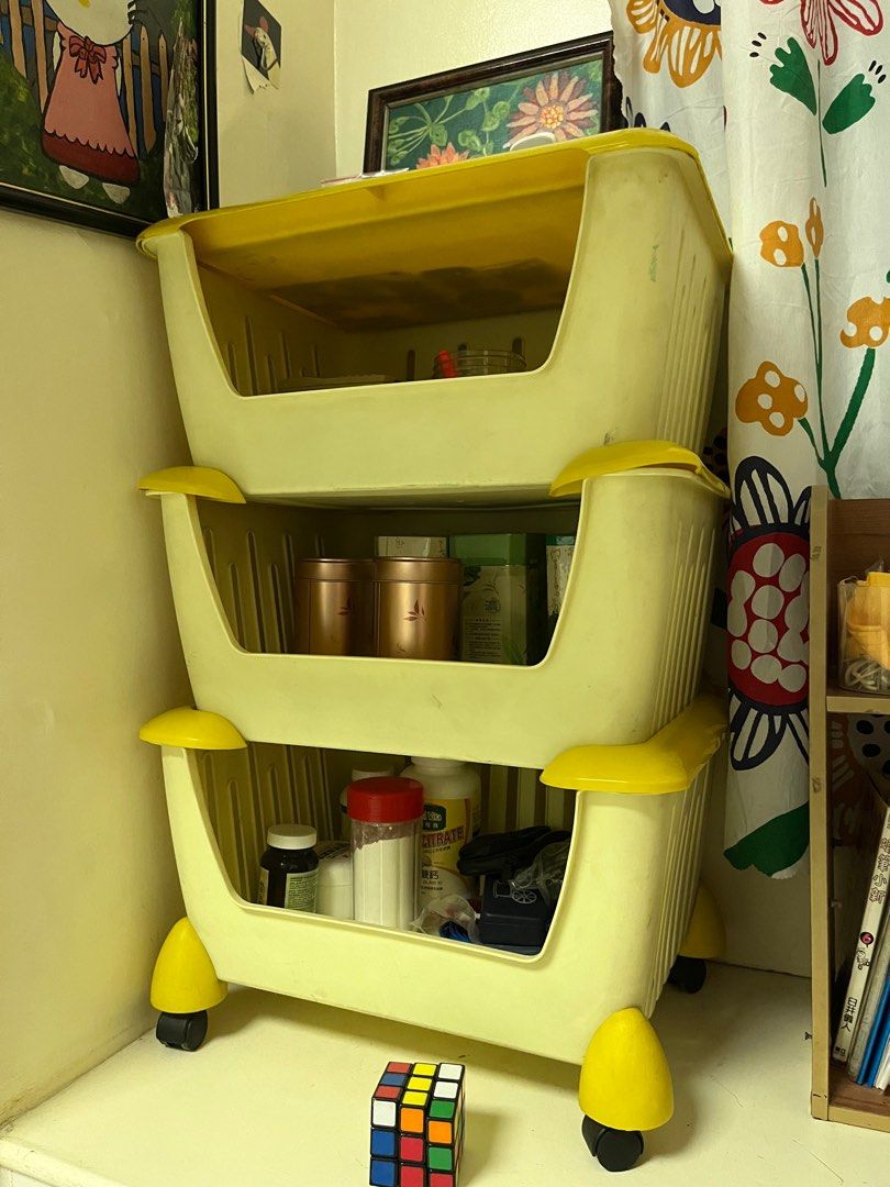 Yellow Layered Cabinet/ Rack, Furniture & Home Living, Furniture ...
