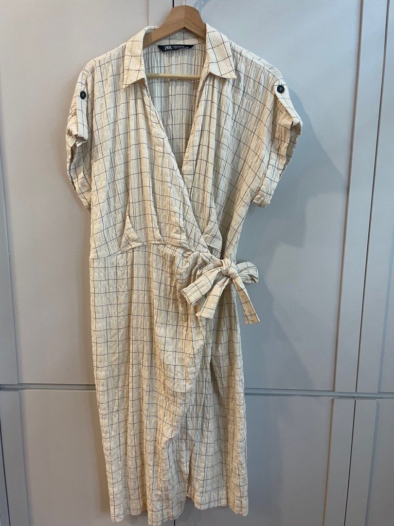 Zara checkered wrap dress, Women's Fashion, Dresses & Sets, Dresses on ...