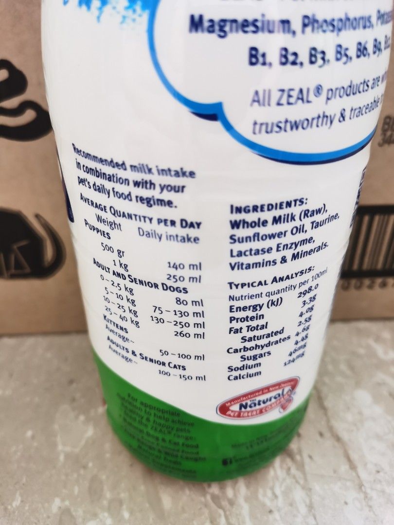 Zeal Pet Milk (LACTOSE FREE) 28/04/2024, Pet Supplies, Pet Food on ...