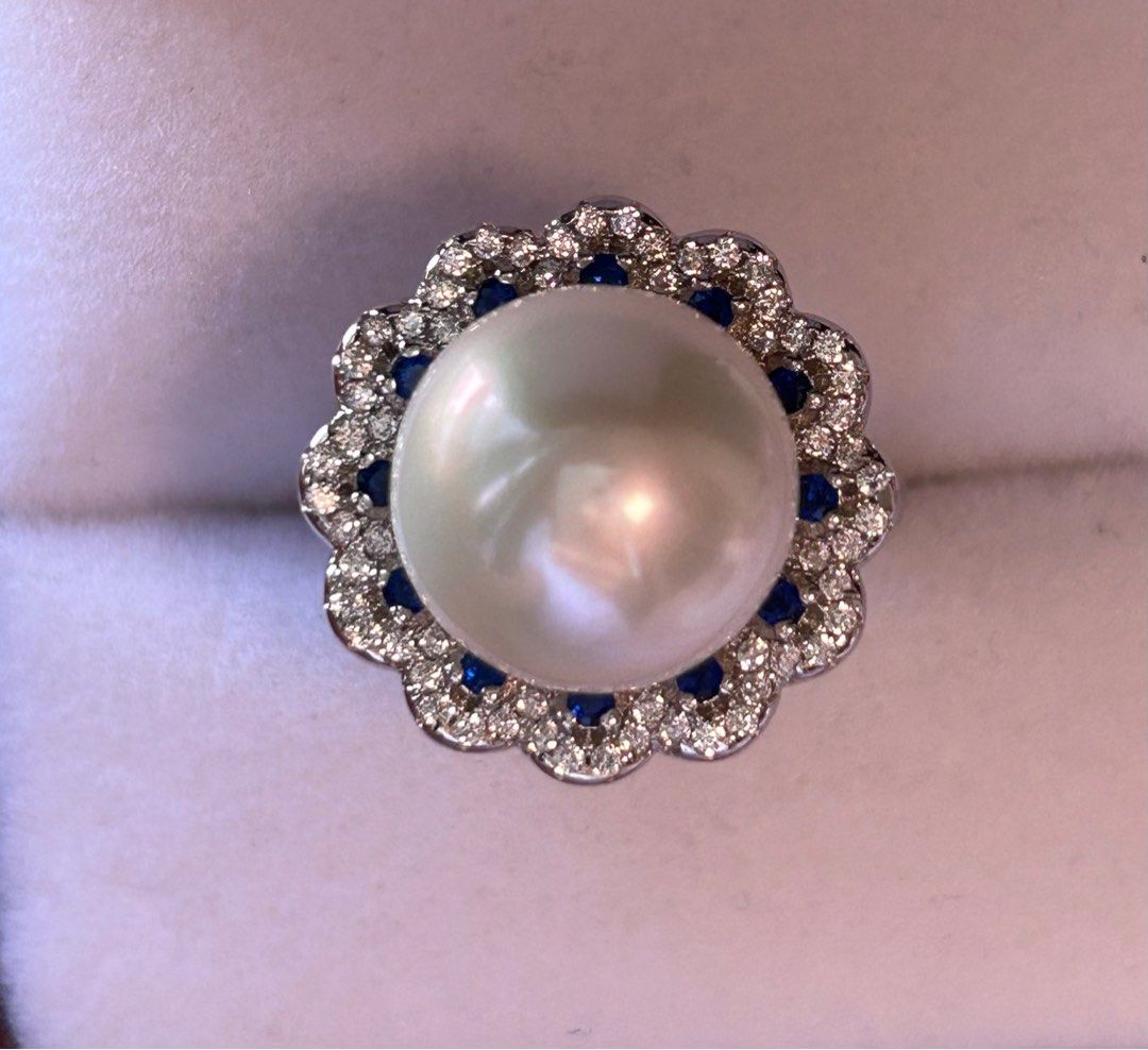 12.5mm white Edison pearl ring, Women's Fashion, Jewelry & Organisers ...