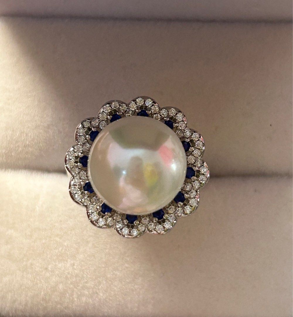 12.5mm white Edison pearl ring, Women's Fashion, Jewelry & Organisers ...