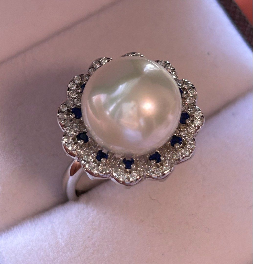 12.5mm white Edison pearl ring, Women's Fashion, Jewelry & Organisers ...