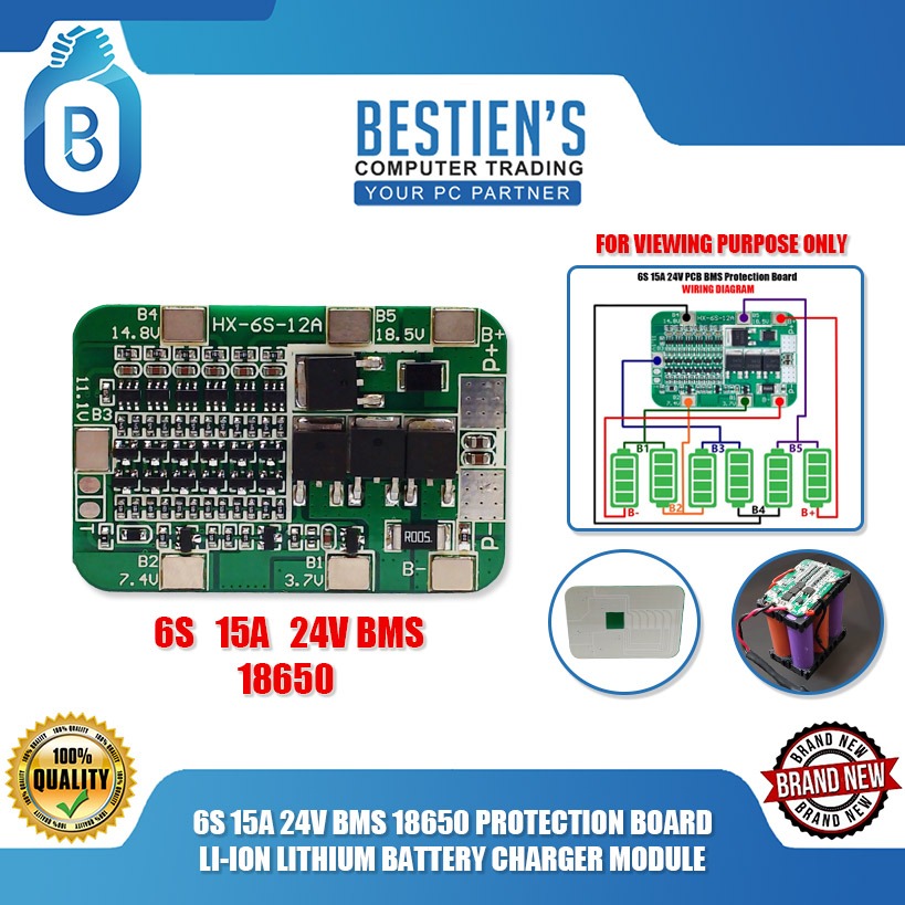 6S 15A 24V BMS 18650 PROTECTION BOARD LI-ION LITHIUM BATTERY CHARGER ...