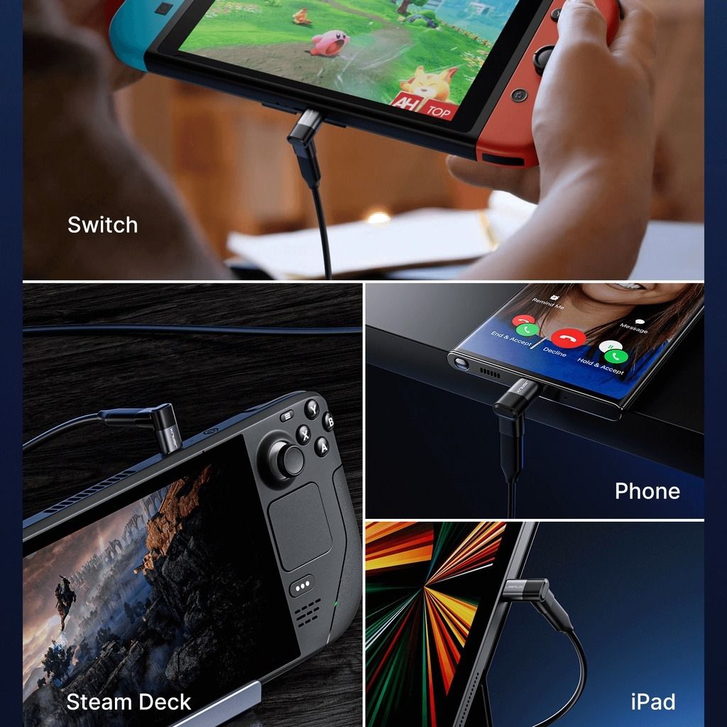 90 Degree Right Angle USB-C Male to USB-C Female Adapter (2-PACK) for ...