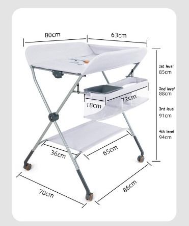 Adjustable Height Baby Folding Changing Table Station with Wheels ...