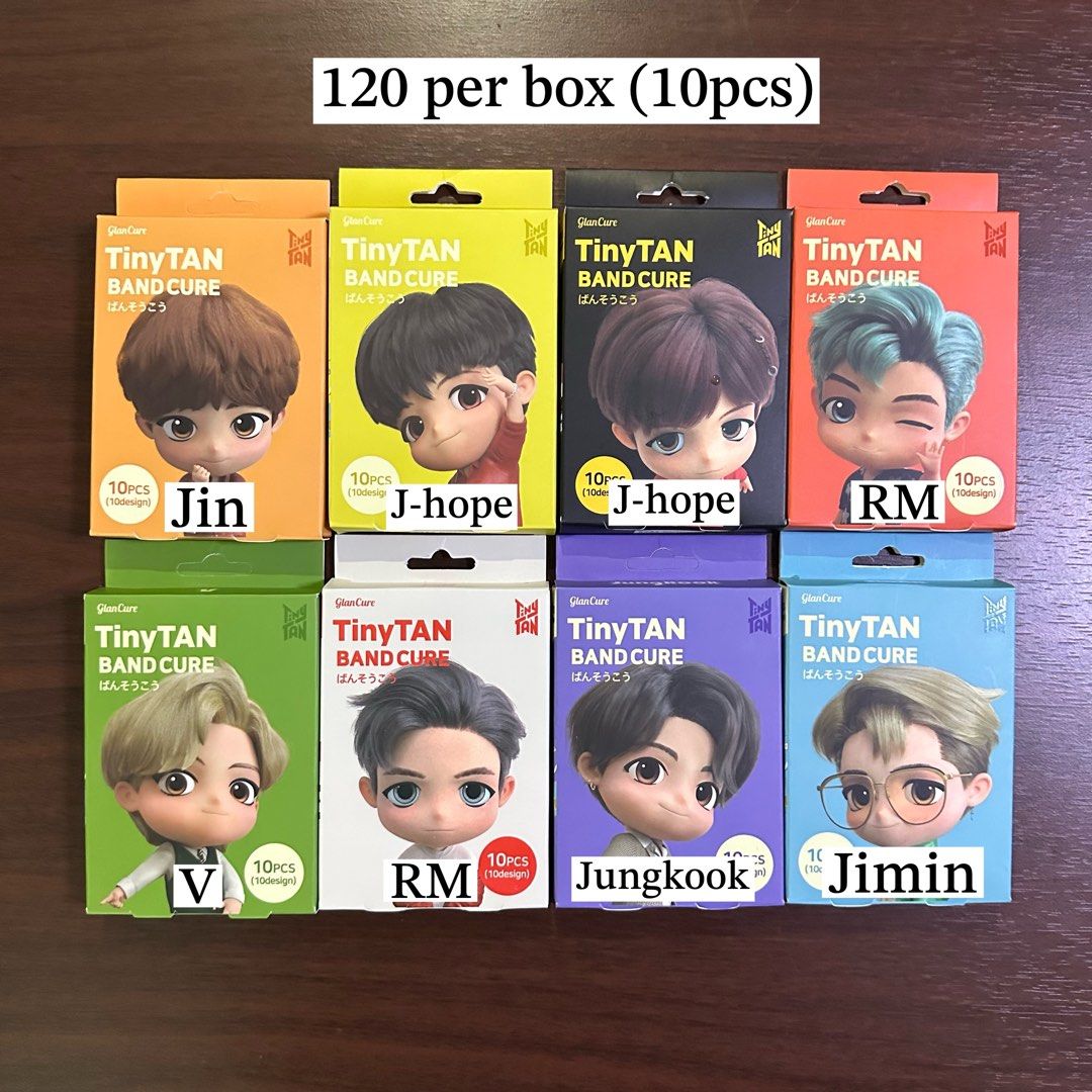 [Authentic] BTS Tiny Tan 10pcs Band Aid Band Cure from Japan (Jin, J-Hope, RM, Jimin, V ...