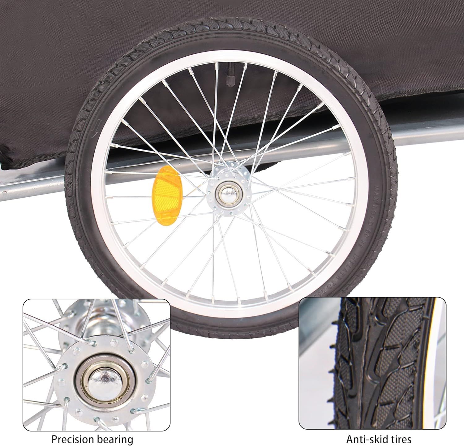 Bicycle Trailer, Foldable Bike Trailer, 16'' Wheels, 145 lbs Max Load ...