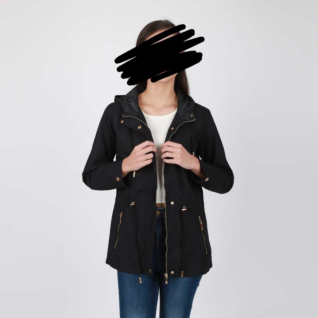 BNY Black Parka Jacket | nylon hooded zip up, Women's Fashion, Coats ...