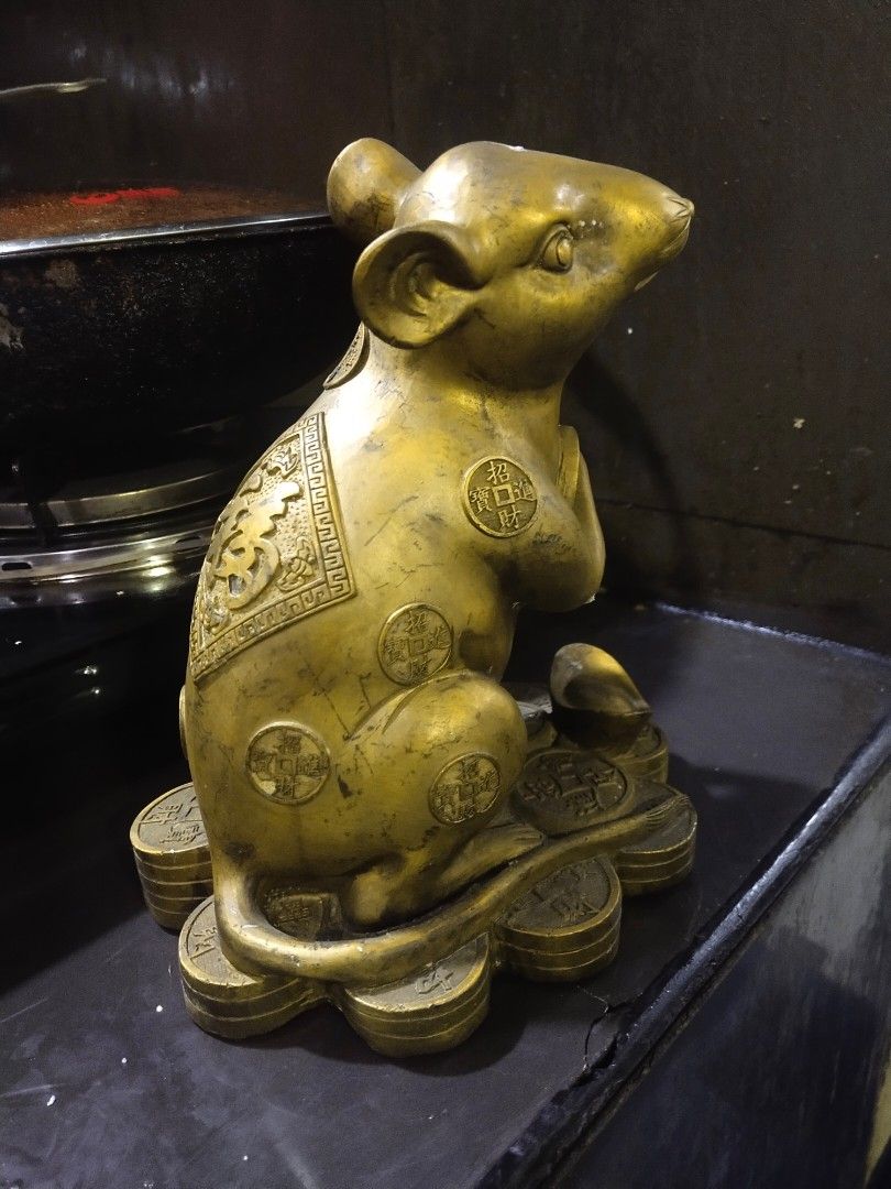 Brass lucky rat statue display, Hobbies & Toys, Memorabilia ...