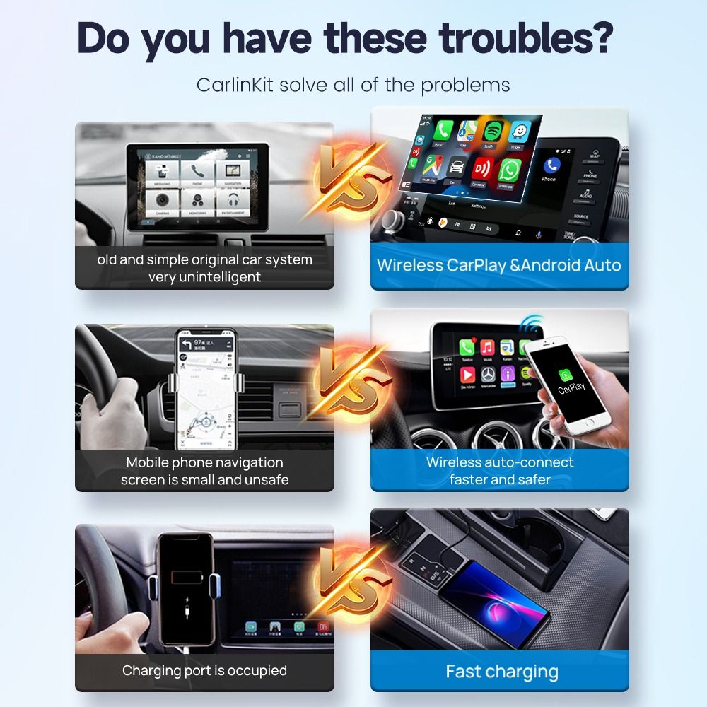 CarlinKit 5.0 New Arrival 2-in-1 dual functions Turn wired Apple CarPlay into Wireless CarPlay ...