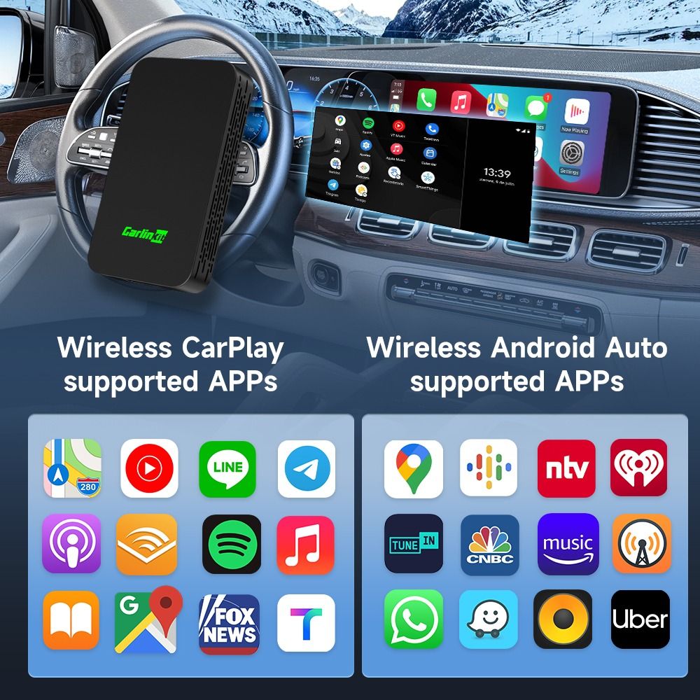 CarlinKit 5.0 New Arrival 2-in-1 dual functions Turn wired Apple CarPlay into Wireless CarPlay ...