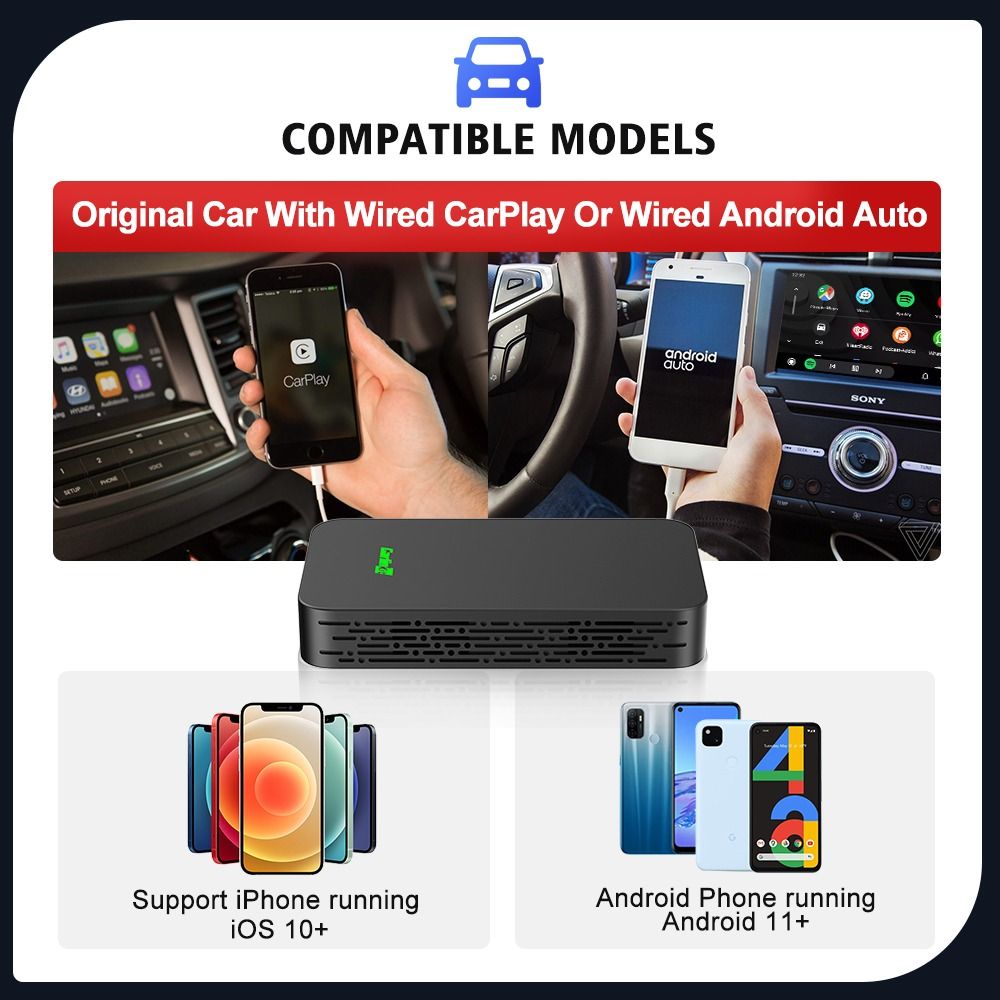 CarlinKit 5.0 New Arrival 2-in-1 dual functions Turn wired Apple CarPlay into Wireless CarPlay ...