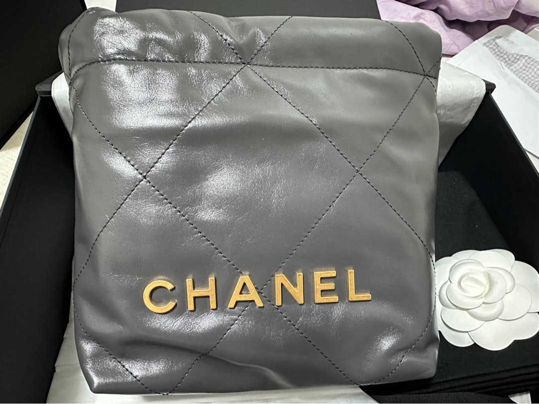 Chanel Mini 22 - Dark grey, Luxury, Bags & Wallets on Carousell