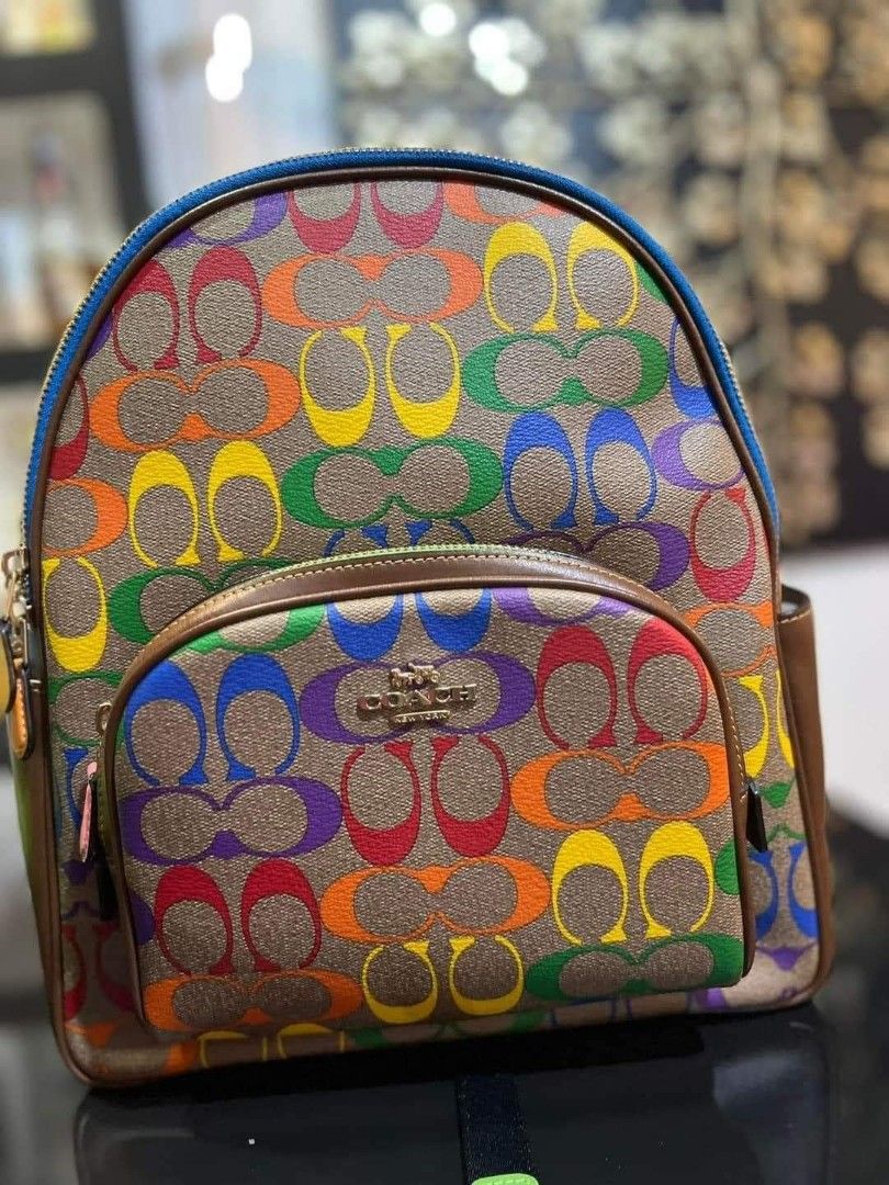 Coach Court Medium Rainbow Backpack, Women's Fashion, Bags & Wallets ...